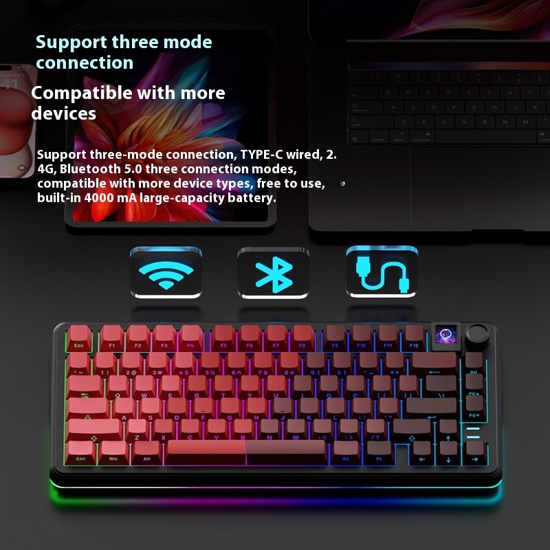 Jual Wk75 Mechanical Keyboard Wireless Tri Mode Custom Hot Swap Rgb ...