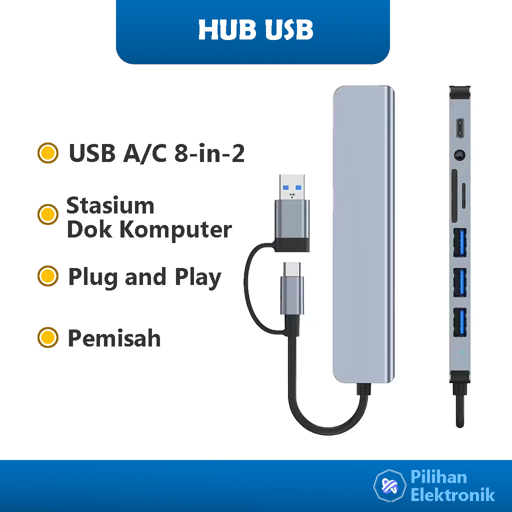 Jual 2 in 1 4/7 Port USB Type-C Expander USB3.0 High Speed Transmission ...