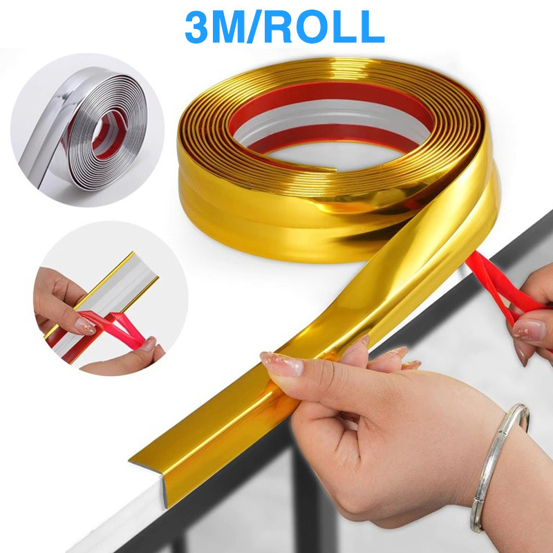 Jual Wall Sticker Panjang 3 Meter/Roll / List Plat Strip Mirror / List ...