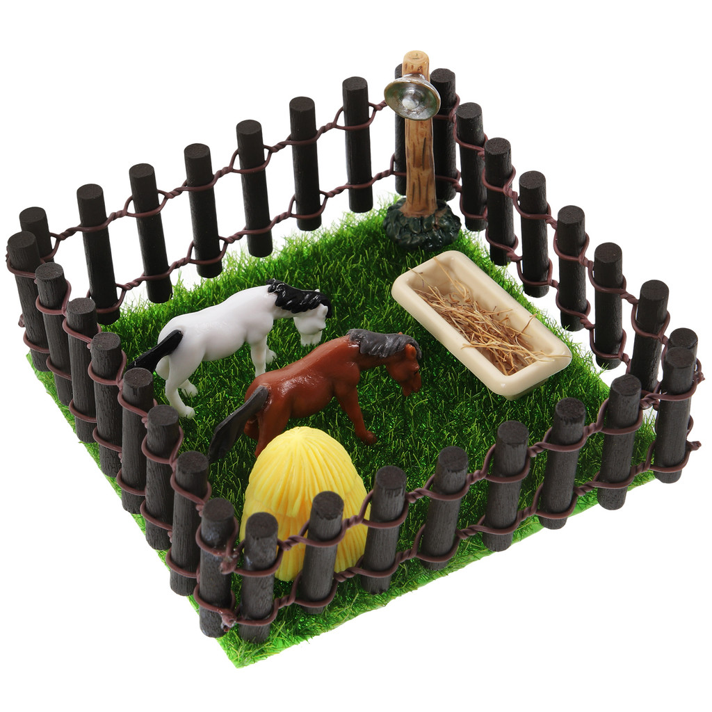 Jual Toy Horse Barn with Fence Small House Stable Plastic Display Model ...