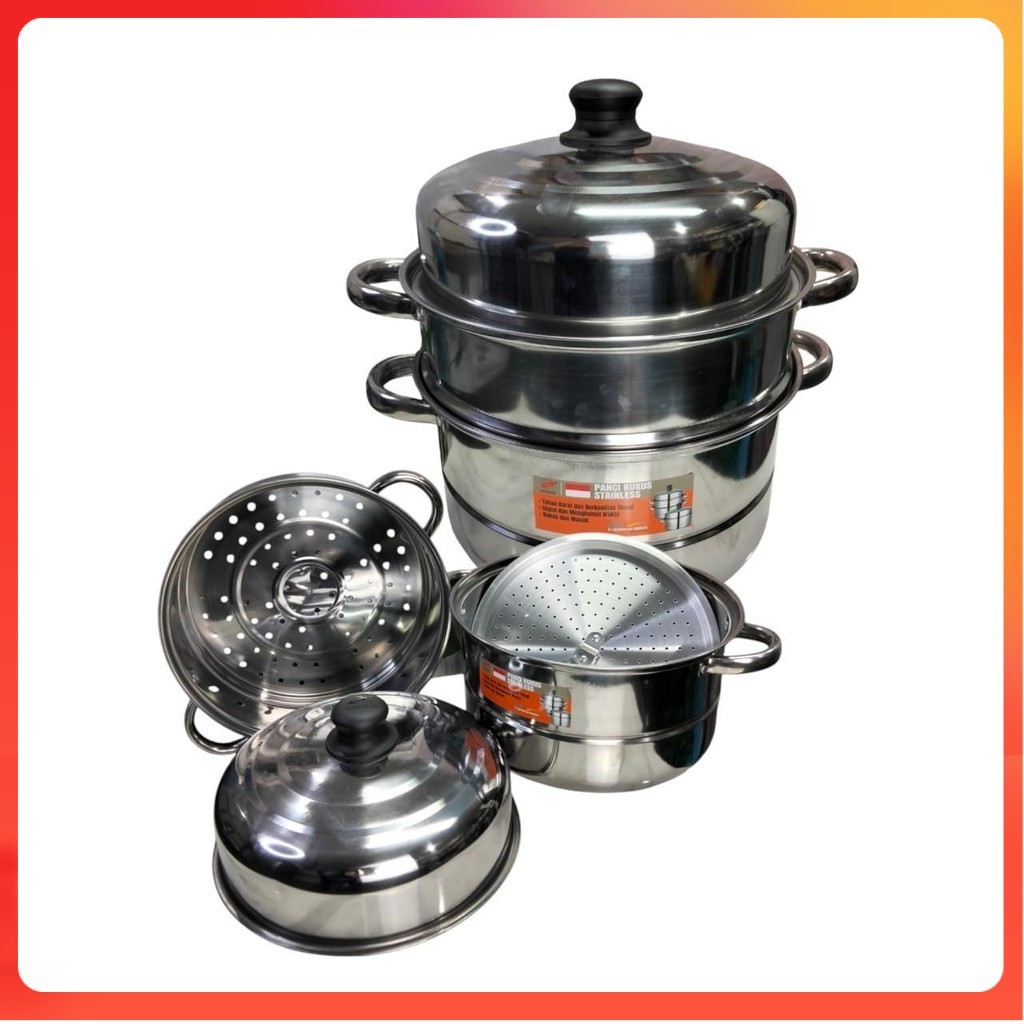 Jual Panci Kukus 3 Tingkat Ukuran Besar 30 cm 11.5 Liter Stainless Anti ...
