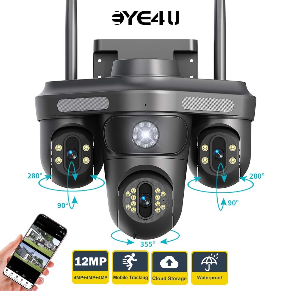 Jual 6K 12MP IP Camera WiFi Triple Lens 10X Zoom Three Screens Outdoor ...