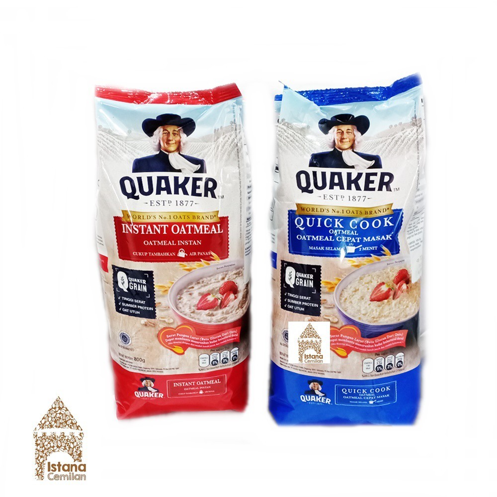 Jual Quaker Oatmeal Instant / Quick Cooking Sereal 800 Gram | Shopee ...