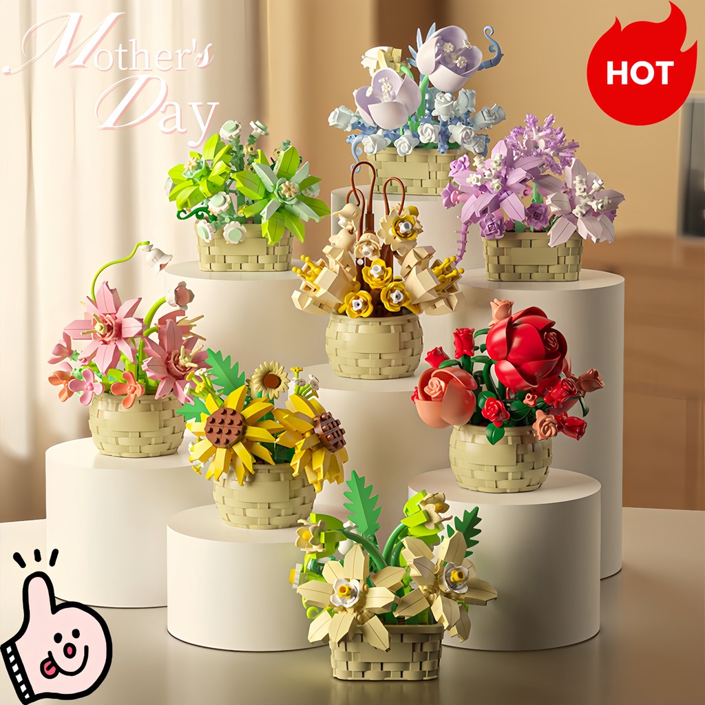 Jual ⭐BayiCeria⭐Seri Blok Bangunan Bunga Mainan Puzzle Anak Balok Susun ...