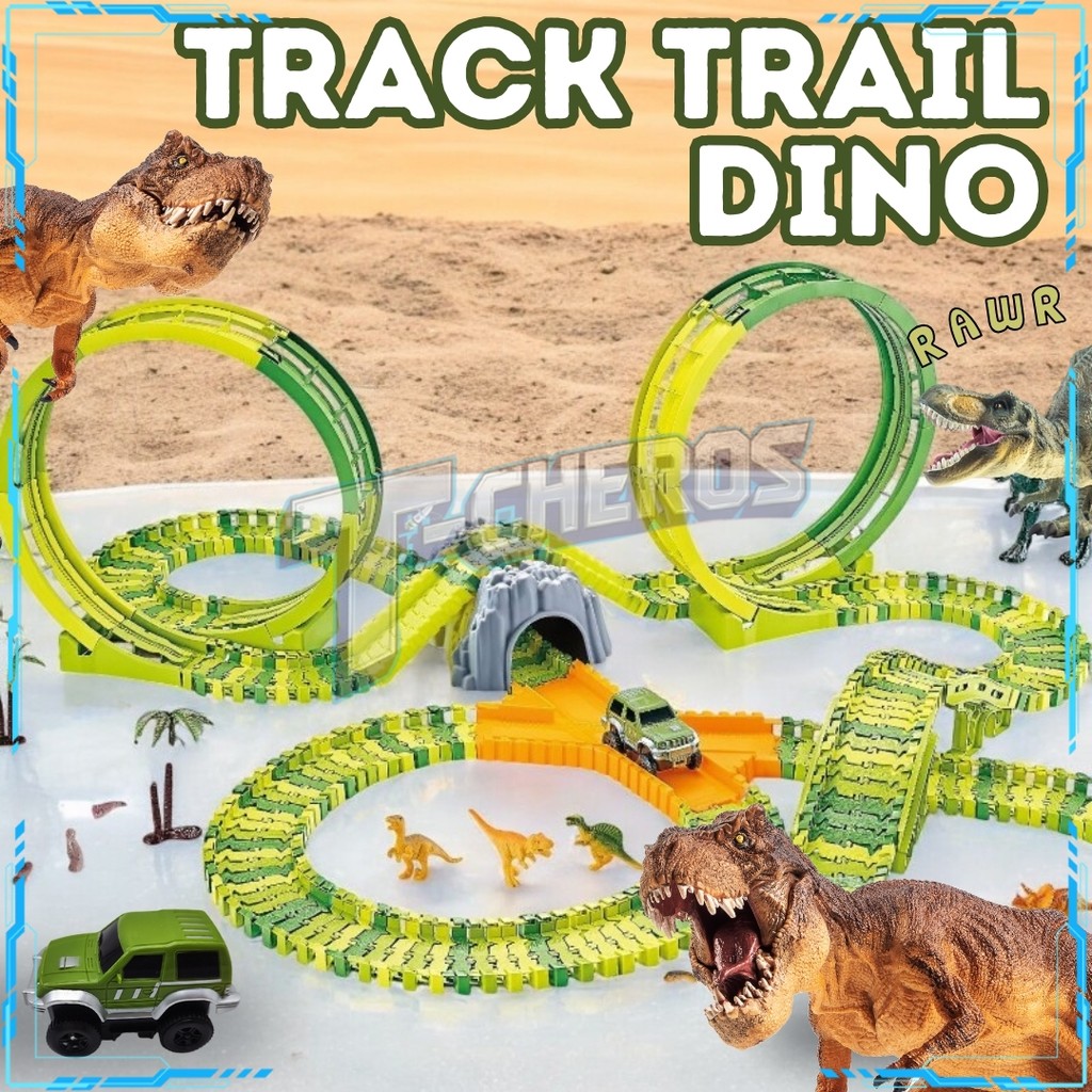 Jual Track Dinosaurus Mobil Set Mainan DIY Rel Dual Car Mainan Kereta ...