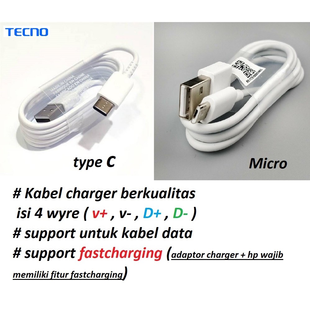 Jual Usb C & Micro kabel charger tecno SPARK 8 (KG6 / KG6k) - spark 8 ...
