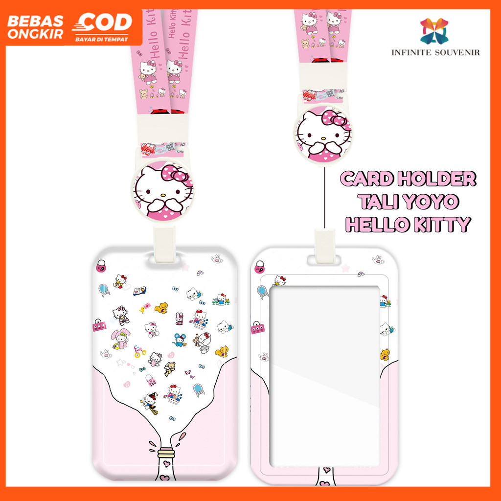 Jual (N017) ID Card Holder Tali Yoyo Hello Kitty / Nametag Yoyo Kucing ...
