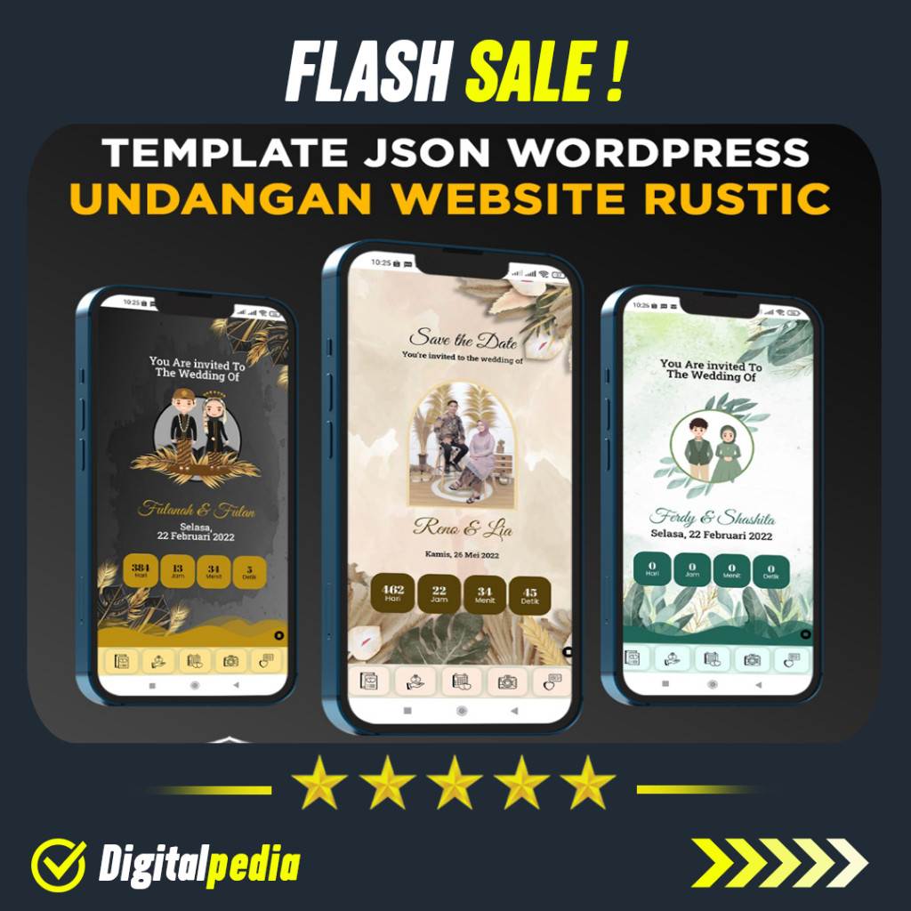 Jual Template Website Undangan Pernikahan Kekinian Rustic format JSON Wedding Invitation Digital ...