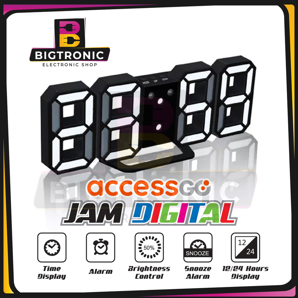 Jual Digital Jam 3D Alarm Dinding Bisa Cek Suhu Temperatur ACCESSGO LED ...