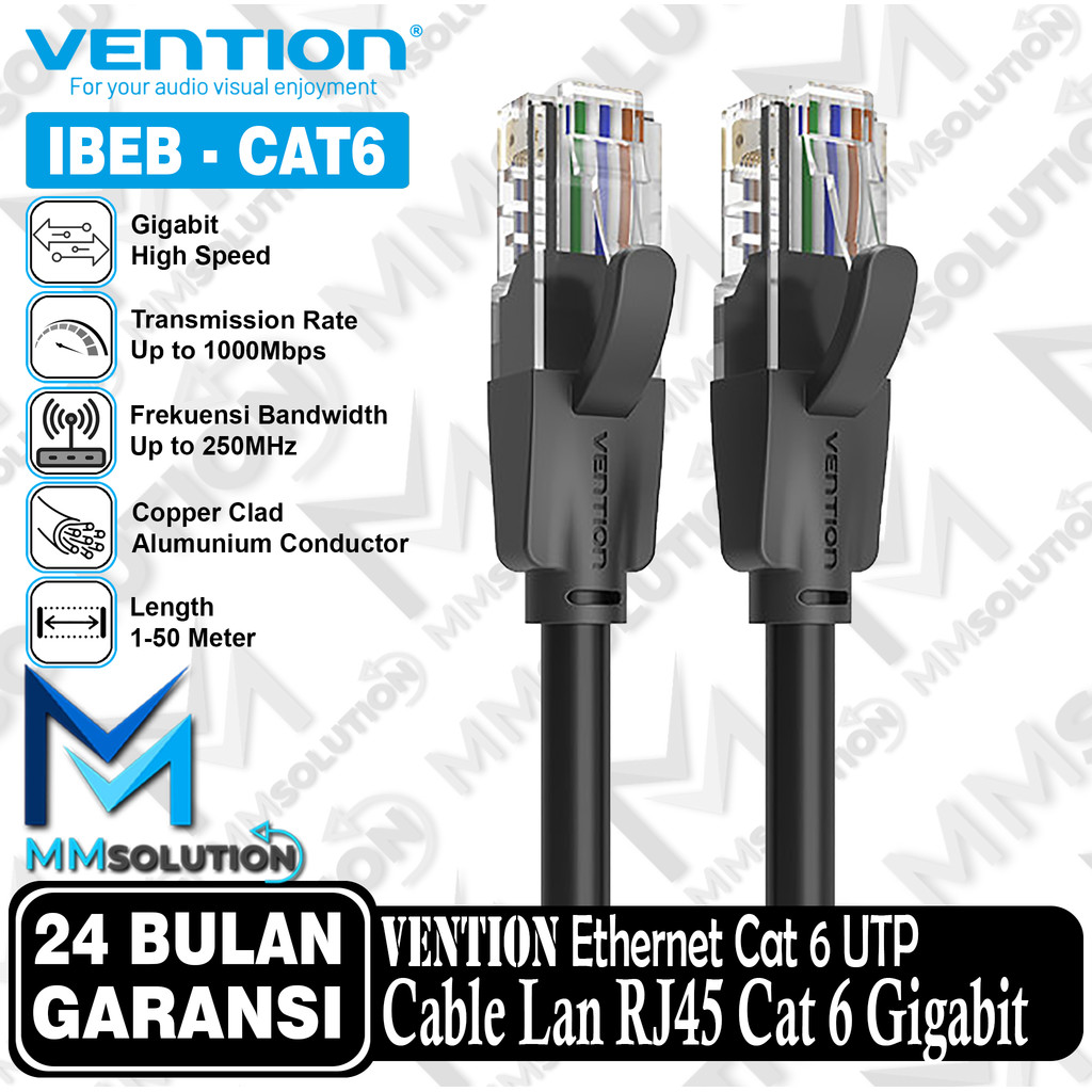 Jual Vention Cable LAN RJ45 Cat 6.UTP Patch Gigabit Ethernet - IBE | Shopee Indonesia