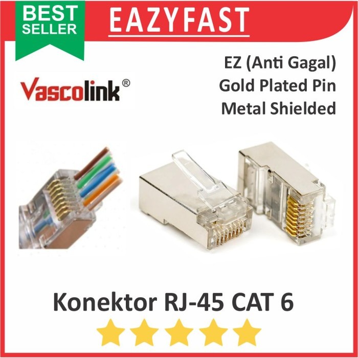 Jual Konektor Jack RJ45 Cat6 LAN Ethernet FTP CAT 6 Anti Gagal EZ ...