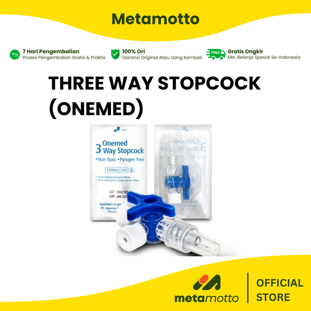 Jual 3 Way Stopcock Onemed / Three Way Stop Cock Onemed 1pcs- Metamotto ...
