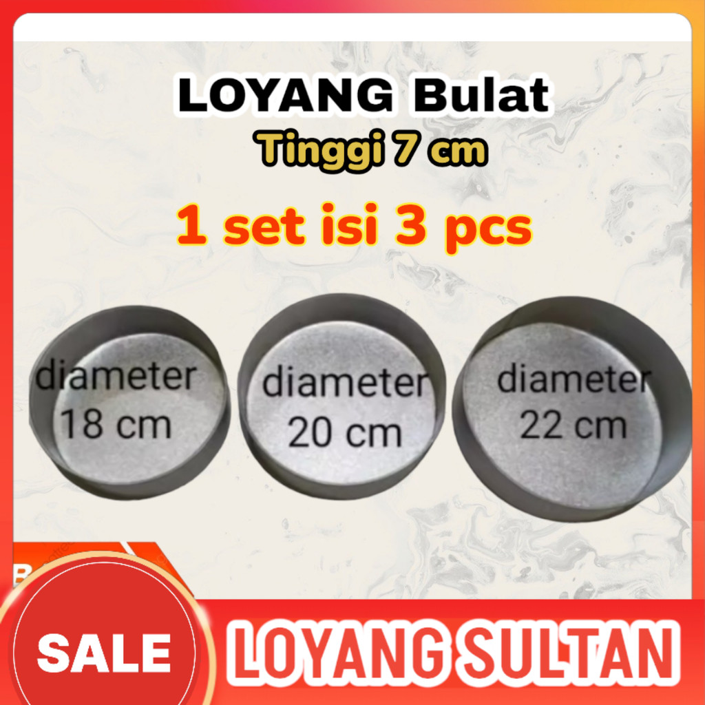 Jual LOYANG KUE BULAT 1 SET ISI 3 PCS TINGGI 7CM ANTI KARAT | Shopee ...