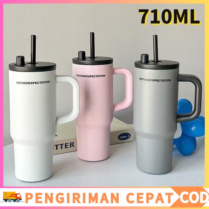 Jual 【COD】Tumbler Handle Portable Stainless 710ML Hot and Cold BPA FREE Tumblr Stainless Steel 0 ...