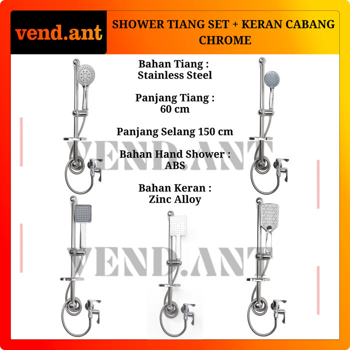Jual Shower Tiang Stainless Steel Hand Shower Set dan Kran Cabang ...
