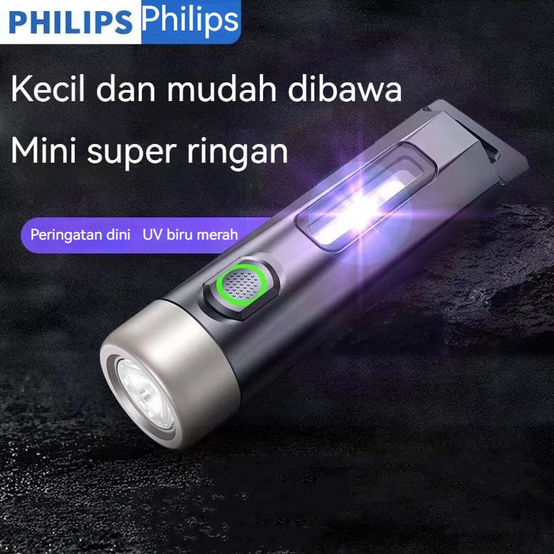 Jual PHILIPS EDC Flashlight LED Rechargeable Lamp Mini EDC Keychain ...