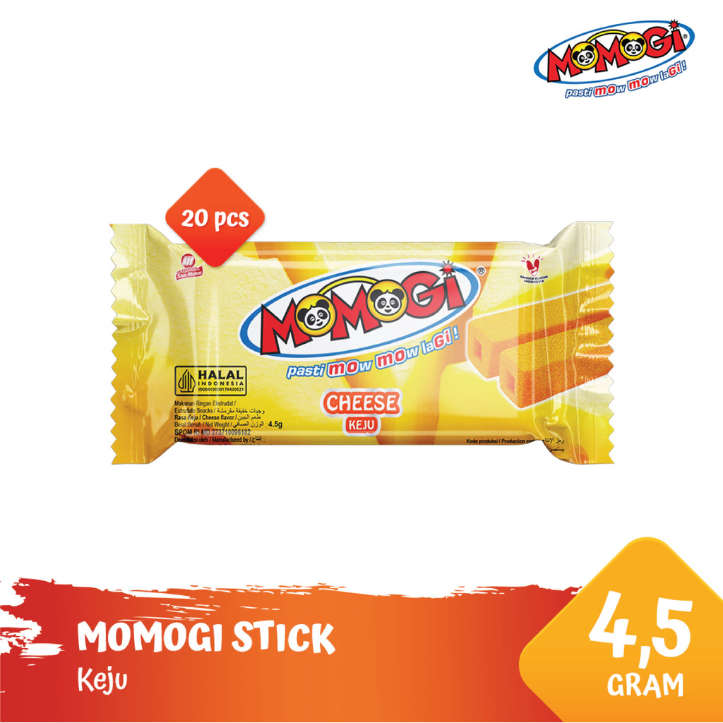 Jual Momogi Stick Snack Makanan Ringan 4.5gr - Keju [1 Box 20 Pcs ...