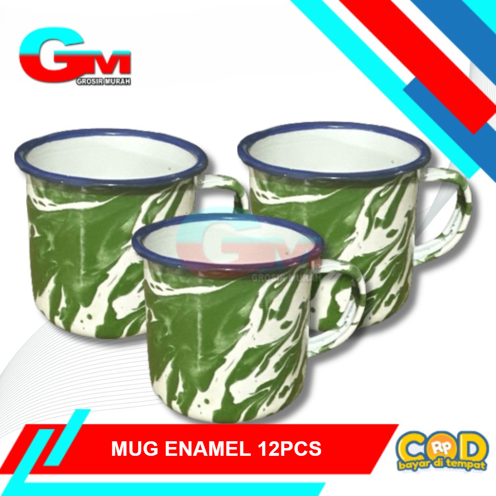 Jual Gelas Mug Cangkir Enamel 12PCS Seng Kaleng Blirik Blurik Jadul ...