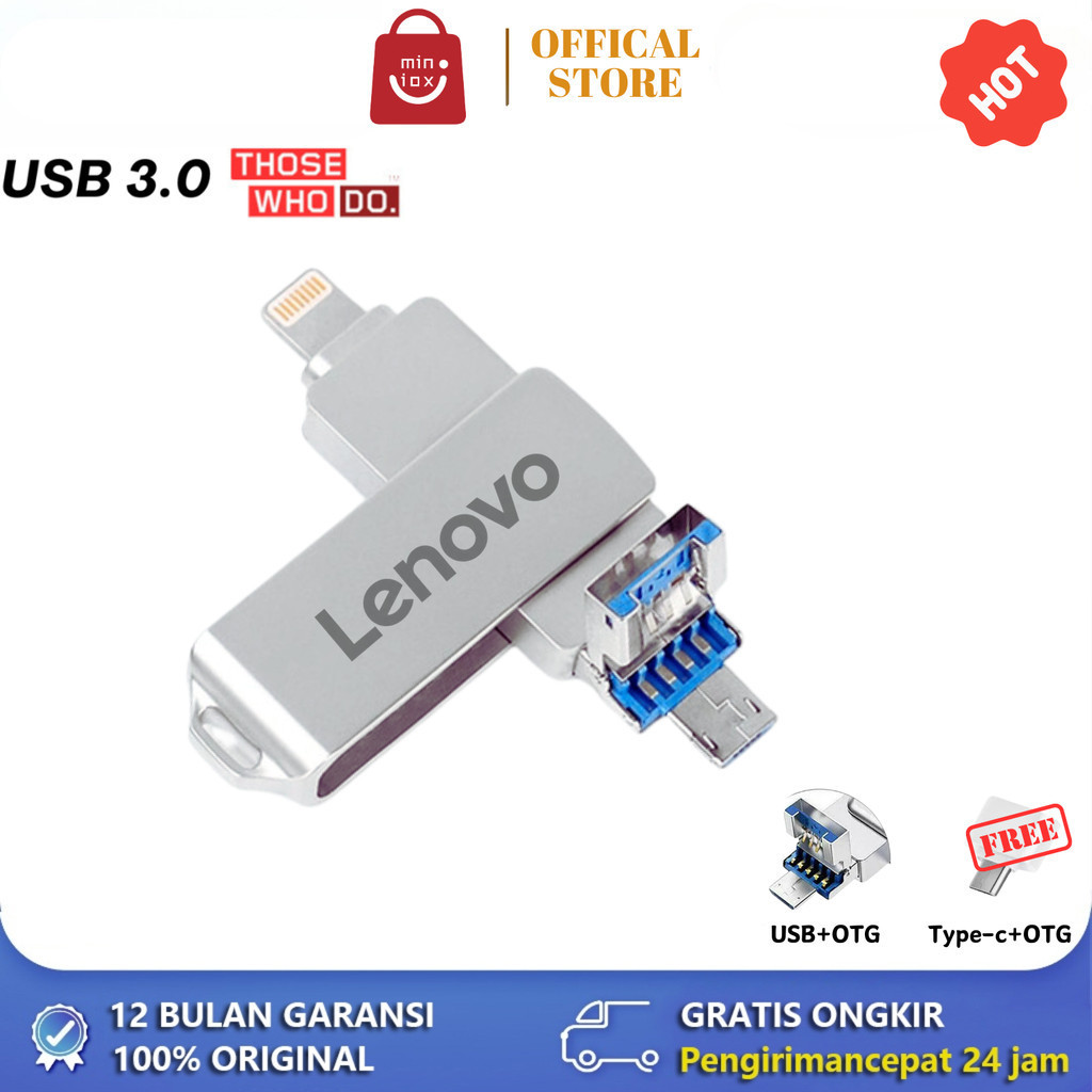 Jual Lenovo 3 in 1 IOS OTG USB Flash Drive 1TB Rotation Pen Drive for iPhone/Android/PC [ISO ...