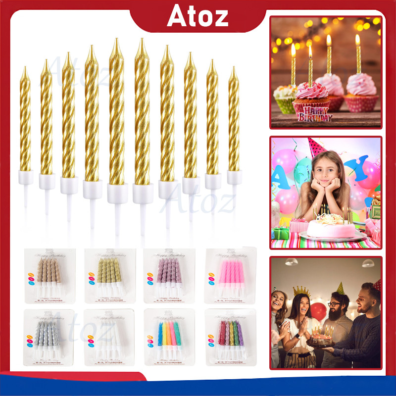 Jual lilin ulang tahun 10 pcs / lilin metalik / birthday candle party ...