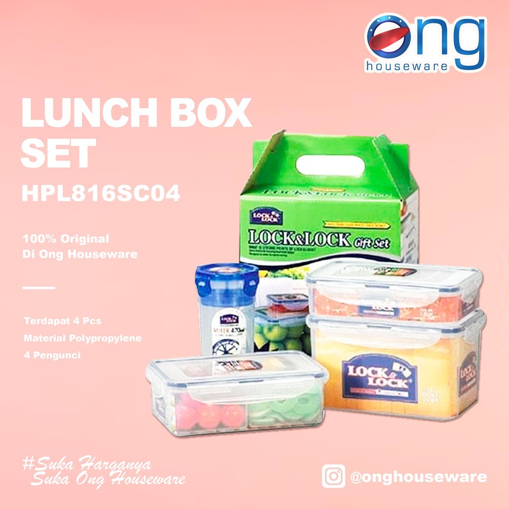 Jual LocknLock Kotak Makan Container Lunch Box Set 4 pcs Lock n Lock ...