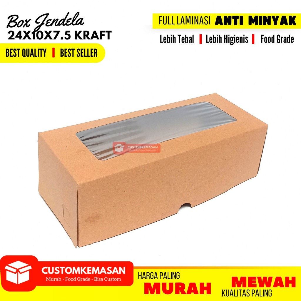 Jual Box 24x10x7.5 Jendela Kraft / Dus Roll Cake / Dus Brownies ...