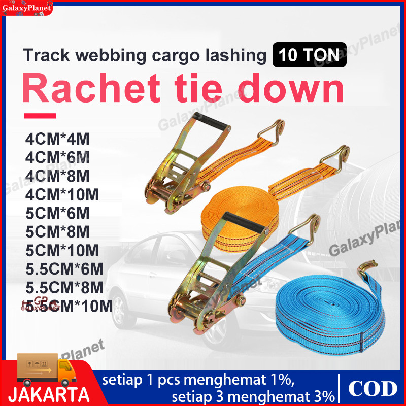 Jual Rachet Tie Down 8-10 Meter 10 TON Webbing Cargo Lashing Belt ...