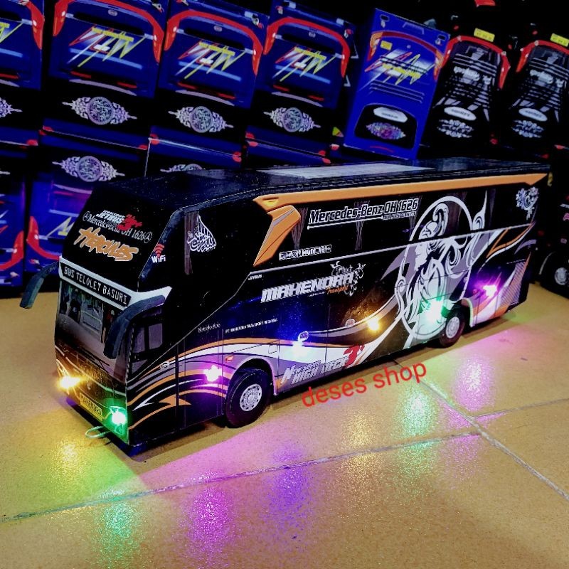 Jual Miniatur Bus Tolelet Basuri full lampu ada ukuran panjang 38cm ...