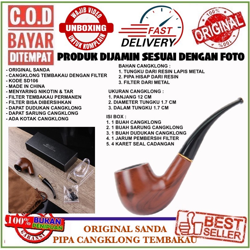 Jual ORIGINAL SANDA SD106 PIPA POPEYE SET DENGAN DUDUKAN DAN SARUNG | Shopee Indonesia