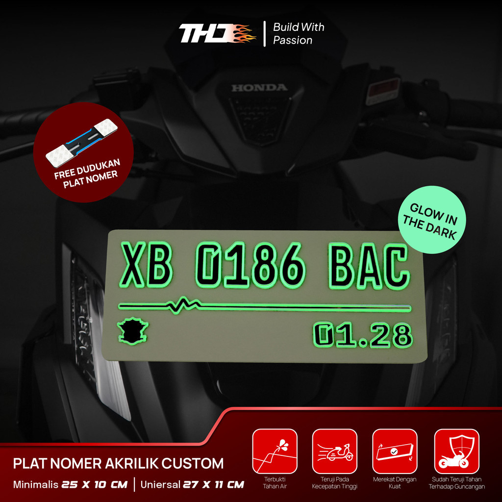 Jual Plat Nomor Motor Custom Glow In The Dark Timbul Fosfor Glow In The ...