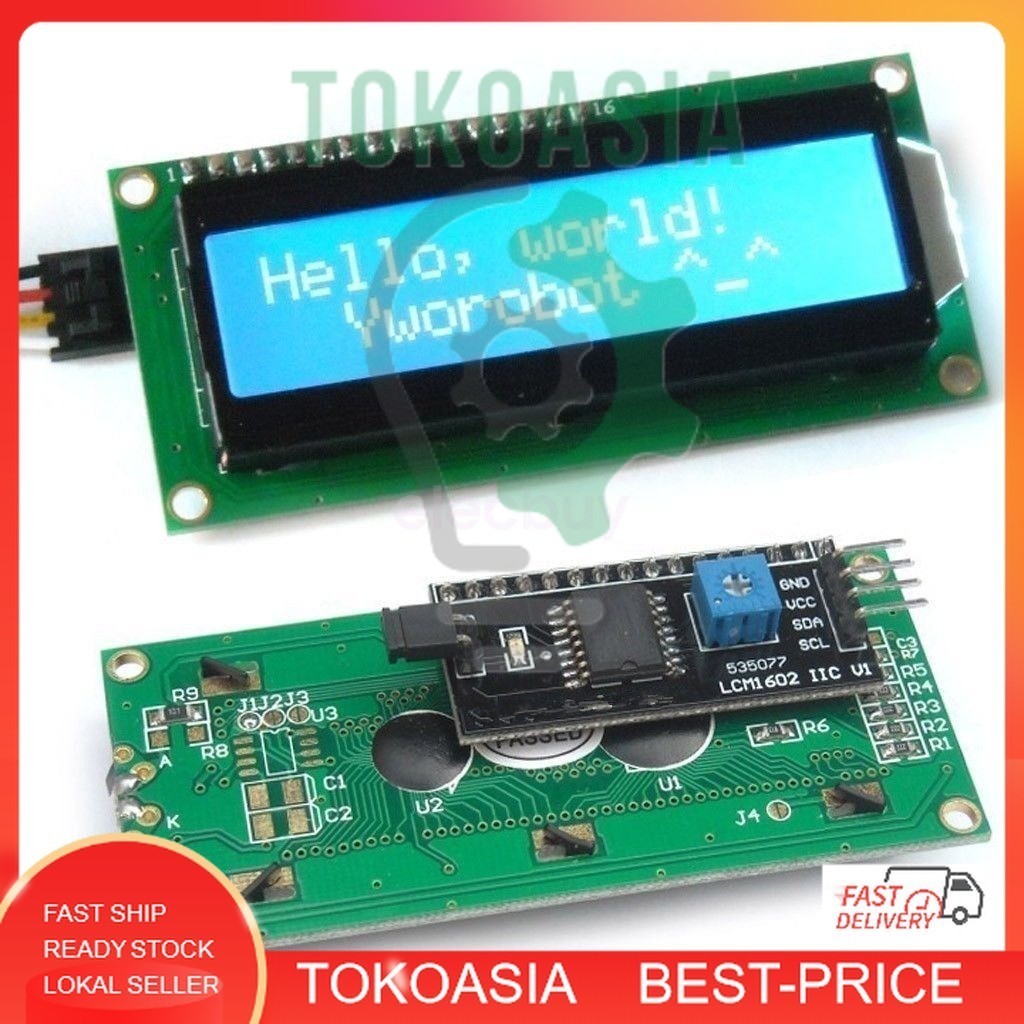 Jual LCD 1602 I2C IIC TWI Serial Blue Backlight LCD Module shield 16 x 02 for UNO R3 MEGA2560 ...