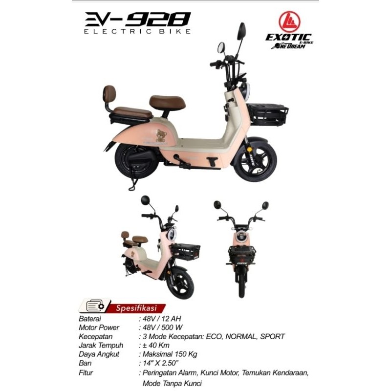 Jual Sepeda Listrik Exotic EV 928 Terbaru Termurah Original Bergaransi ...