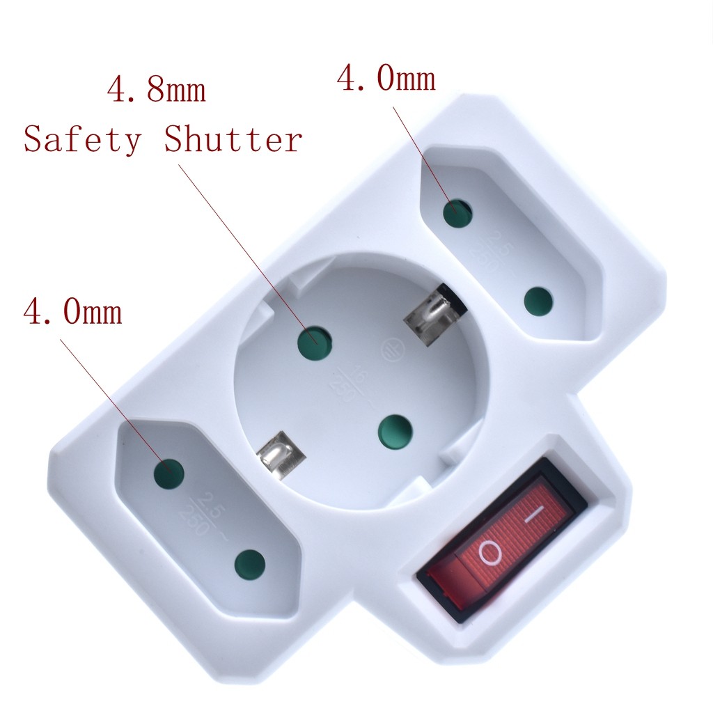 Jual European Type Conversion Plug 1 TO 3 Way EU Standard Power Adapter ...