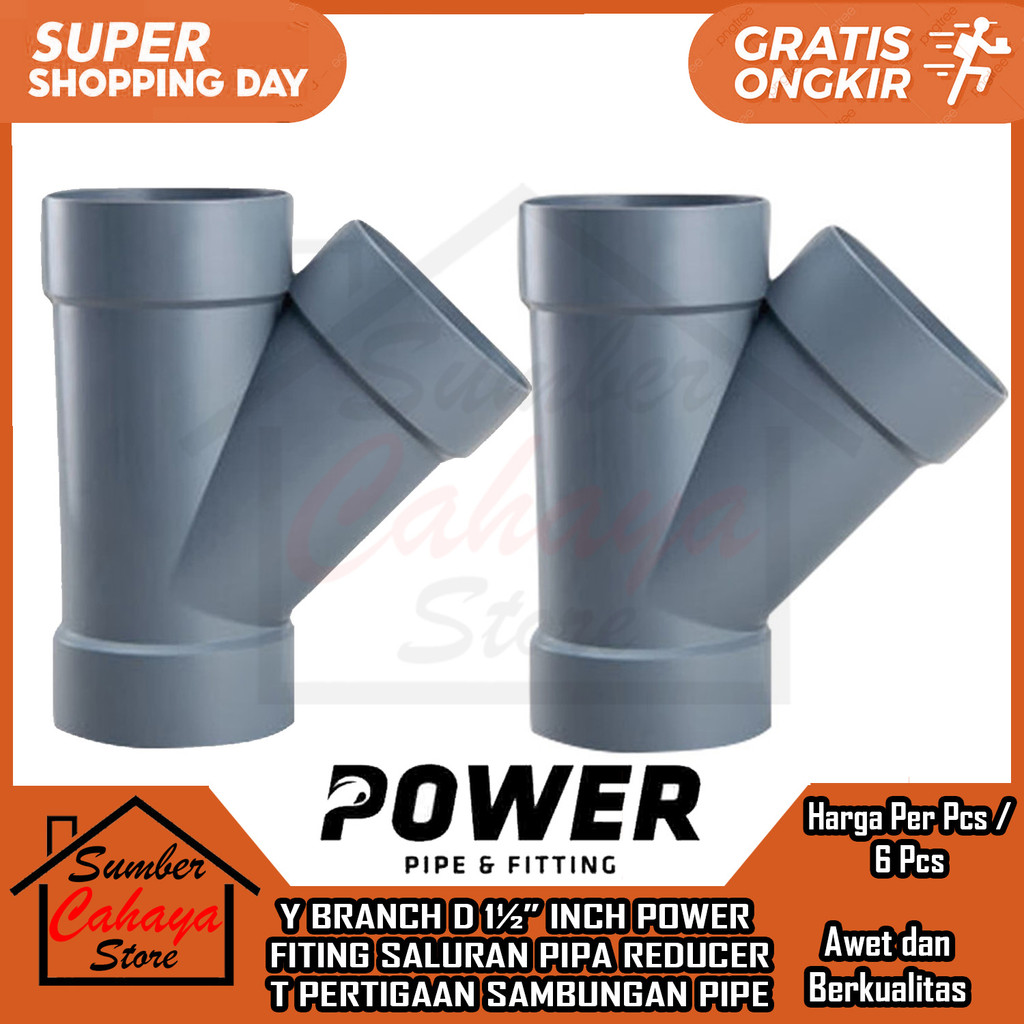 Jual Y Branch D 1 1/2 Inch Power Fitting Pipa Reducer Sambungan T ...