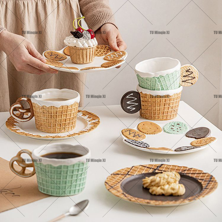 Jual Set Piring & Mug Keramik Lucu Aesthetic Rasa Choco Mint ...