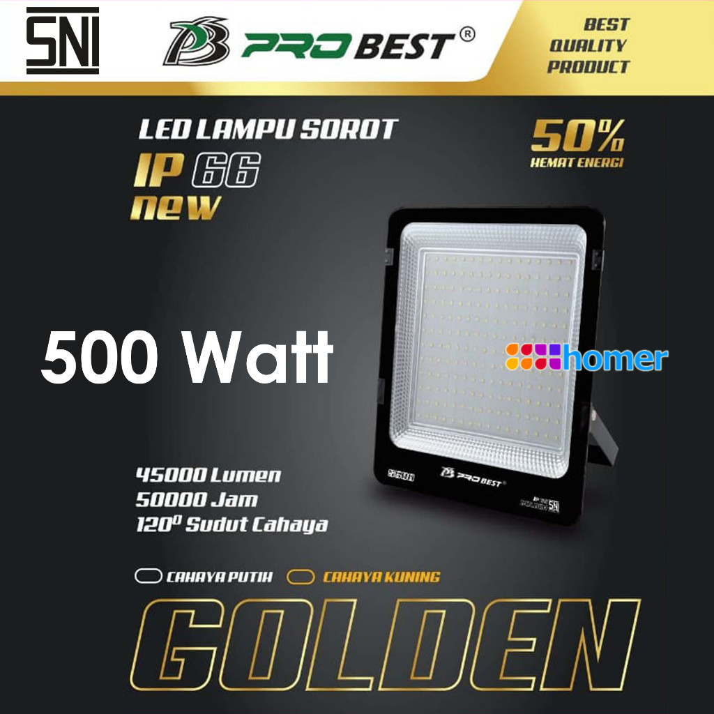 Jual PROBEST Golden Lampu LED sorot Lampu tembak LED ip66 SNI waterproof 500w 500watt 500 w 500 ...