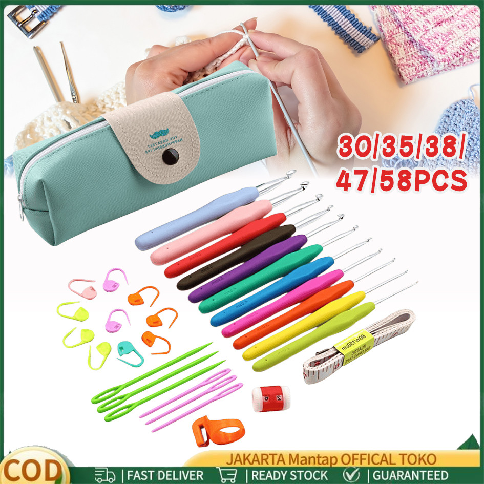 Jual ALAT RAJUT SET / Crochet Set Menangani Jarum Rajut Kit Dengan Klip ...