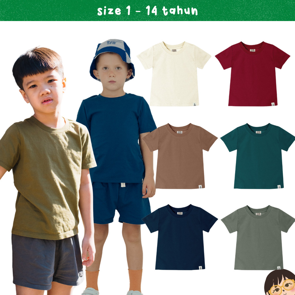 Jual Bohopanna Basic Tee Unisex - Kaos Polos Katun - Kaos Anak 1 - 14 Tahun | Shopee Indonesia