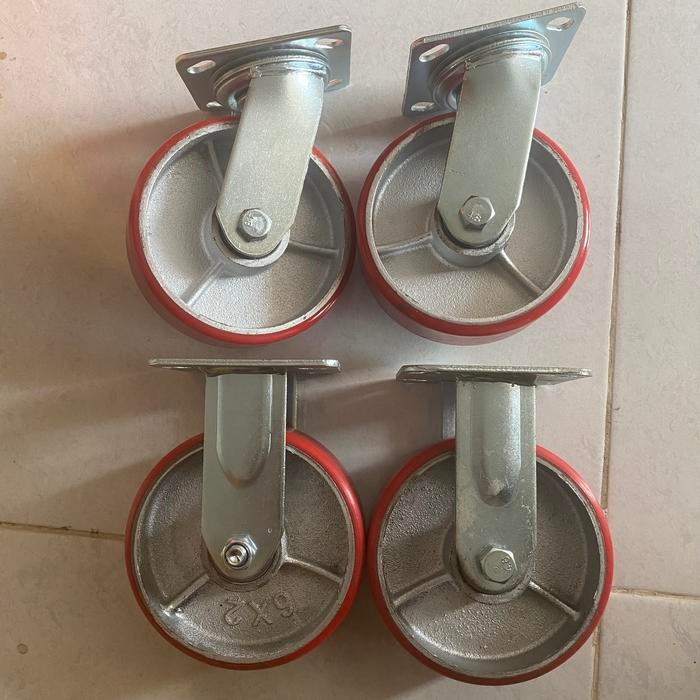 Jual RODA TROLLEY BESI POLYURETHANE 6 INCH 2 HIDUP 2 MATI | Shopee ...