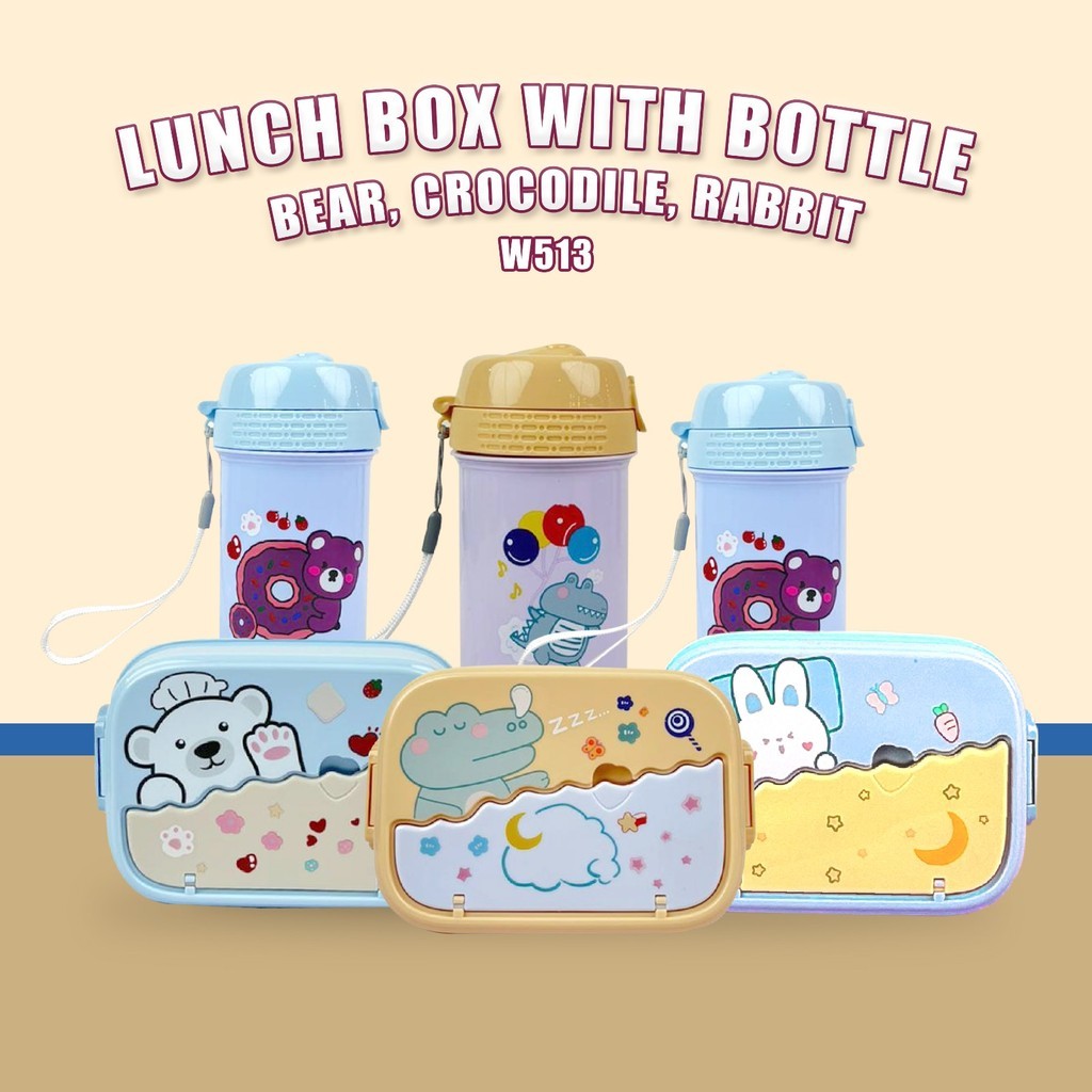 Jual Lunch Box Set Bottle Kotak Makan Dengan Botol Minum Anak Sekolah 3 Sekat Compartment Motif ...