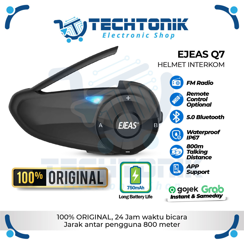 Jual EJEAS Q7 Bluetooth Radio FM Intercom Helm 7 Rider Helmet GARANSI ...