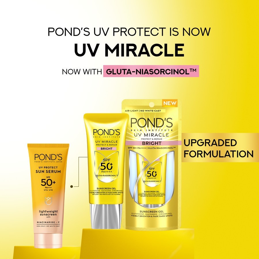 Jual Sun Serum Ponds UV Miracle Bright Protect & Repair Sun Gel 35 PA +++ | SPF 50++++ | TnT ...