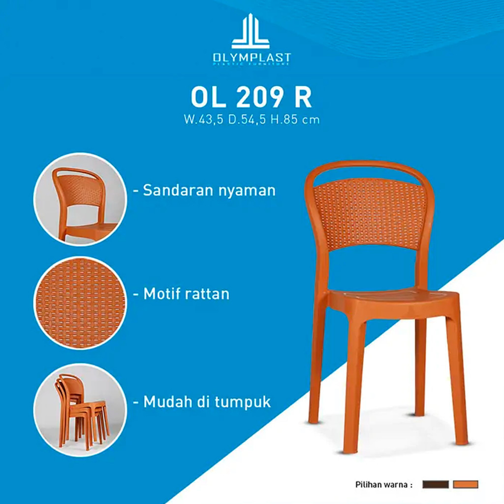Jual OL 209 - Olymplast Kursi Bangku Sandar Plastik Rotan Anyam Anyaman ...
