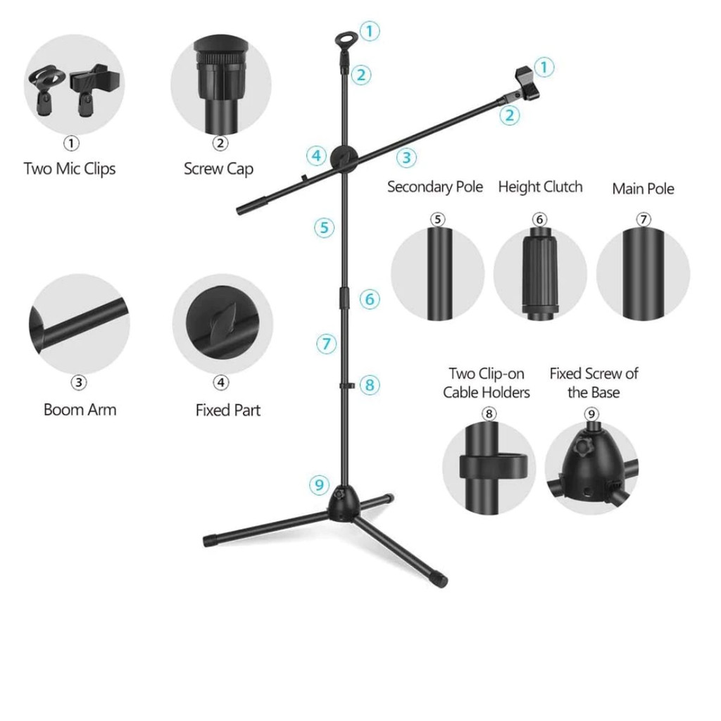 Jual Midio Tripod Microphone Stand + 360 rotating boom arm Plus Mic ...