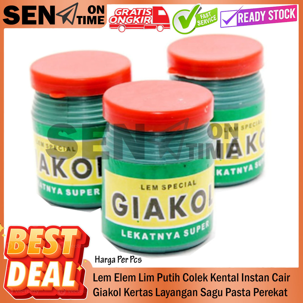 Jual Lem Giakol Kertas Layangan Sagu Pasta Elem Lim Putih Colek Kental ...