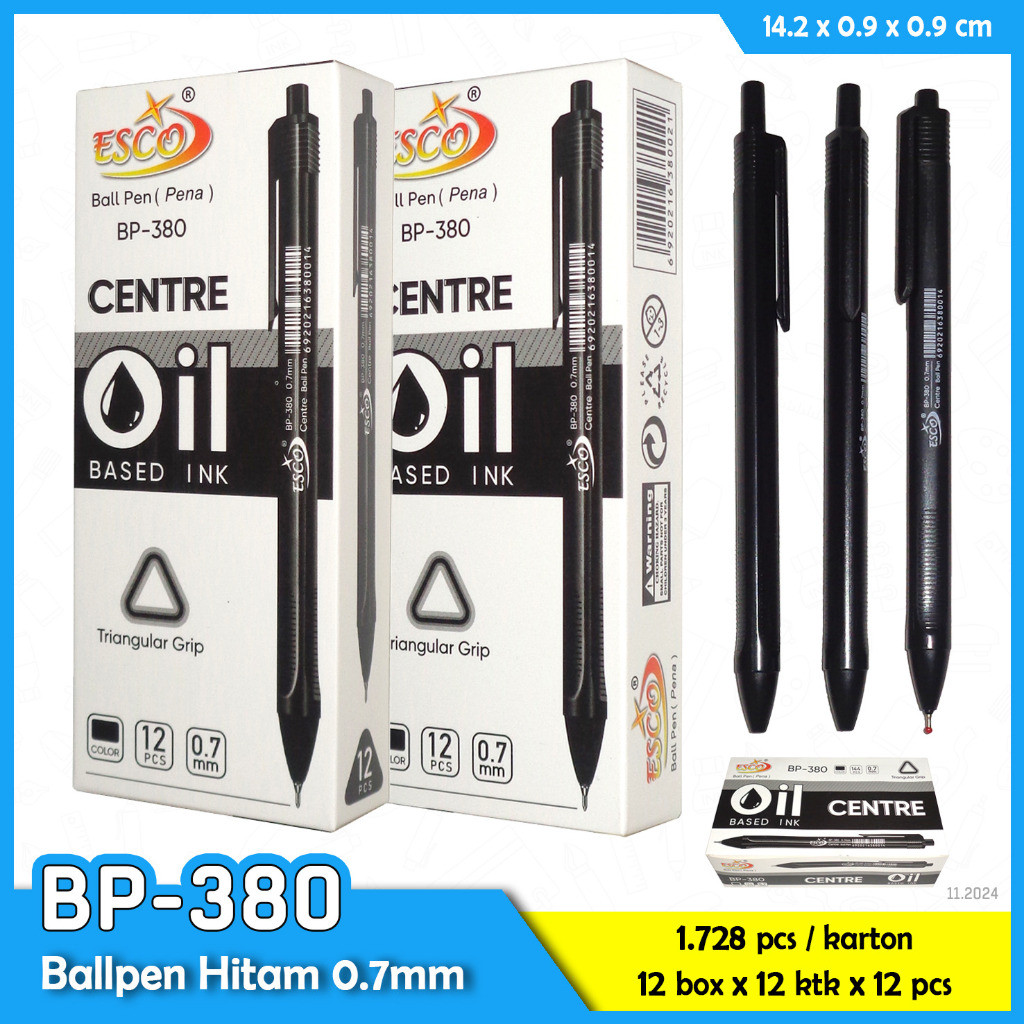 Jual Pulpen Retractable / Cetek 0,7mm ESCO BP-380 (12pc) | Shopee Indonesia