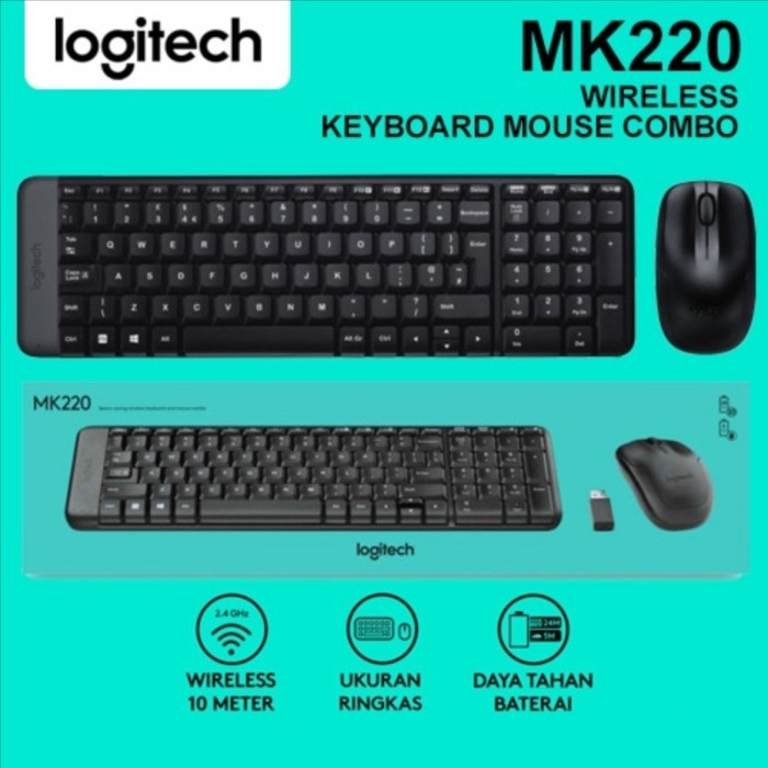Jual Logitech MK220 Keyboard Mouse Wireless Combo Original | Shopee ...