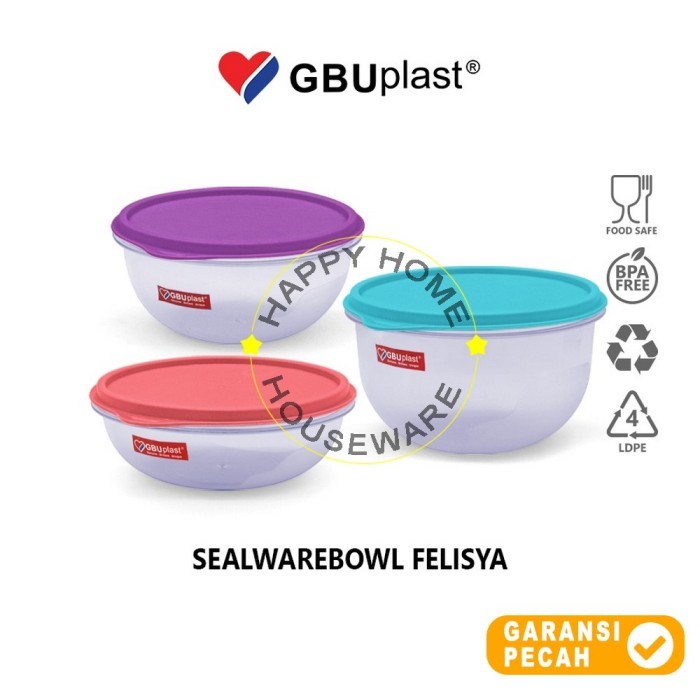 Jual GBUplast FELISYA Bowl + Lid 3 Size Mangkok Transparan Arcylic ...