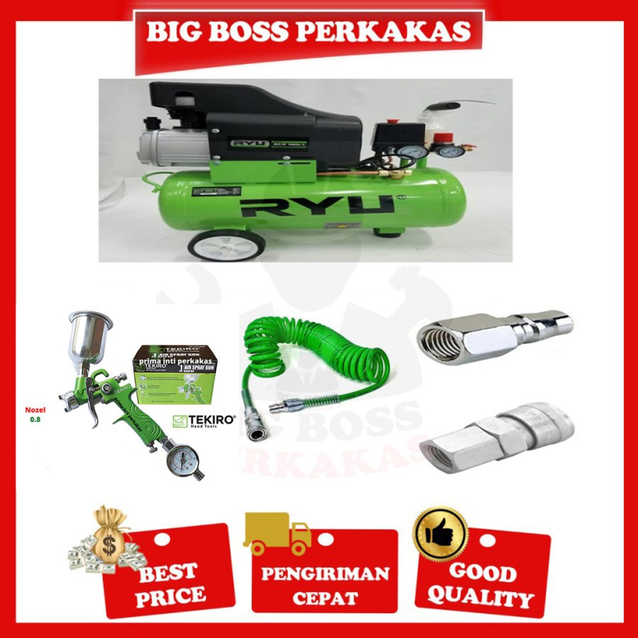 Jual TEKIRO RYU KOMPRESOR PAKET KOMPLIT PERLENGKAPAN CAT 1 HP 25 LITER K350 | Shopee Indonesia
