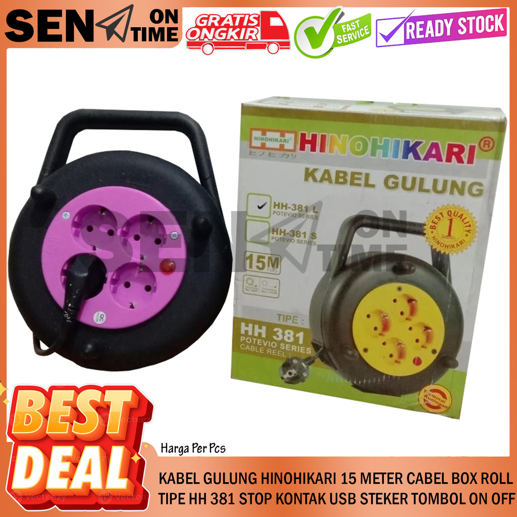 Jual Kabel Box Gulung Hinohikari 15 Meter Cabel Roll Tipe Hh 381 ...